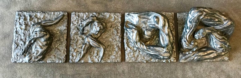Four Bronze Brutalist Anatomical Man-Art Hanging Wall Sculptures by ...