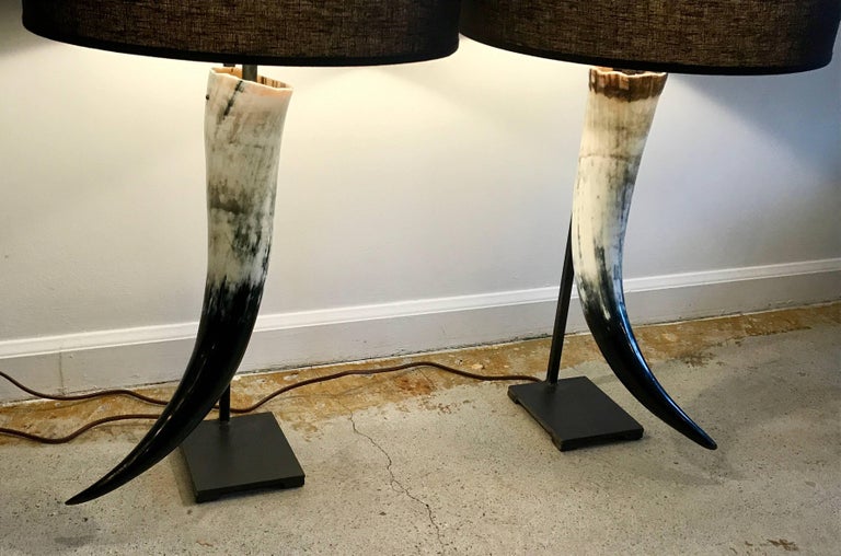 Pair of Authentic Texas Longhorn Table Lamps, Artisan Crafted at 1stDibs
