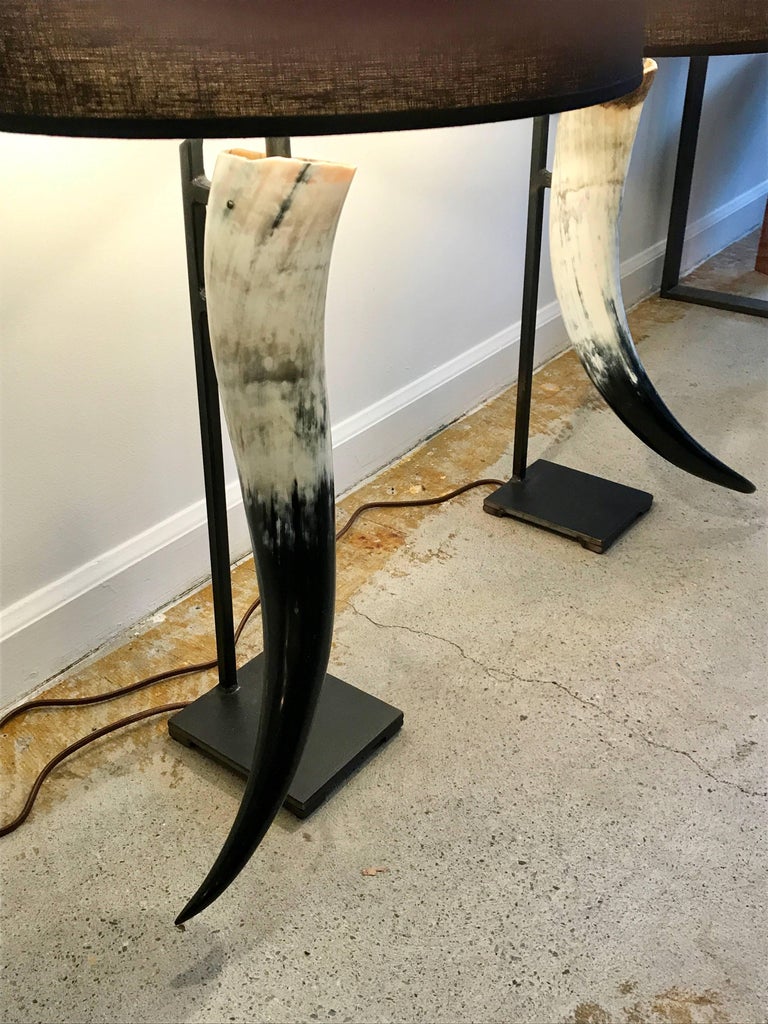 Pair of Authentic Texas Longhorn Table Lamps, Artisan Crafted at 1stDibs