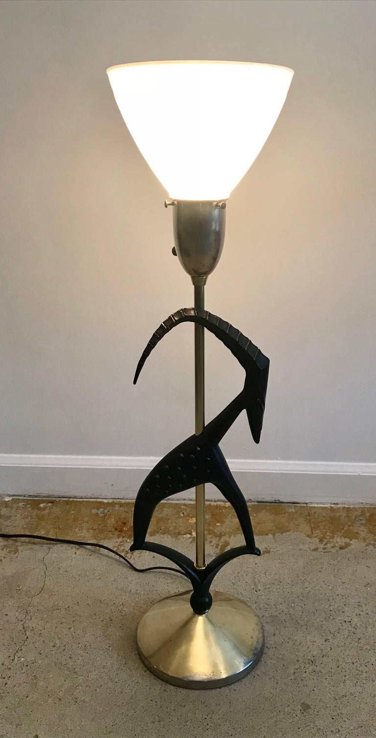 Mid-Century Modern Sculptured Gazelle Antelope Table Lamp by Rembrandt ...