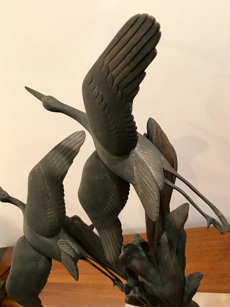 Art Deco Bronze Birds in Flight Sculpture by Irenee Rochard, France For ...