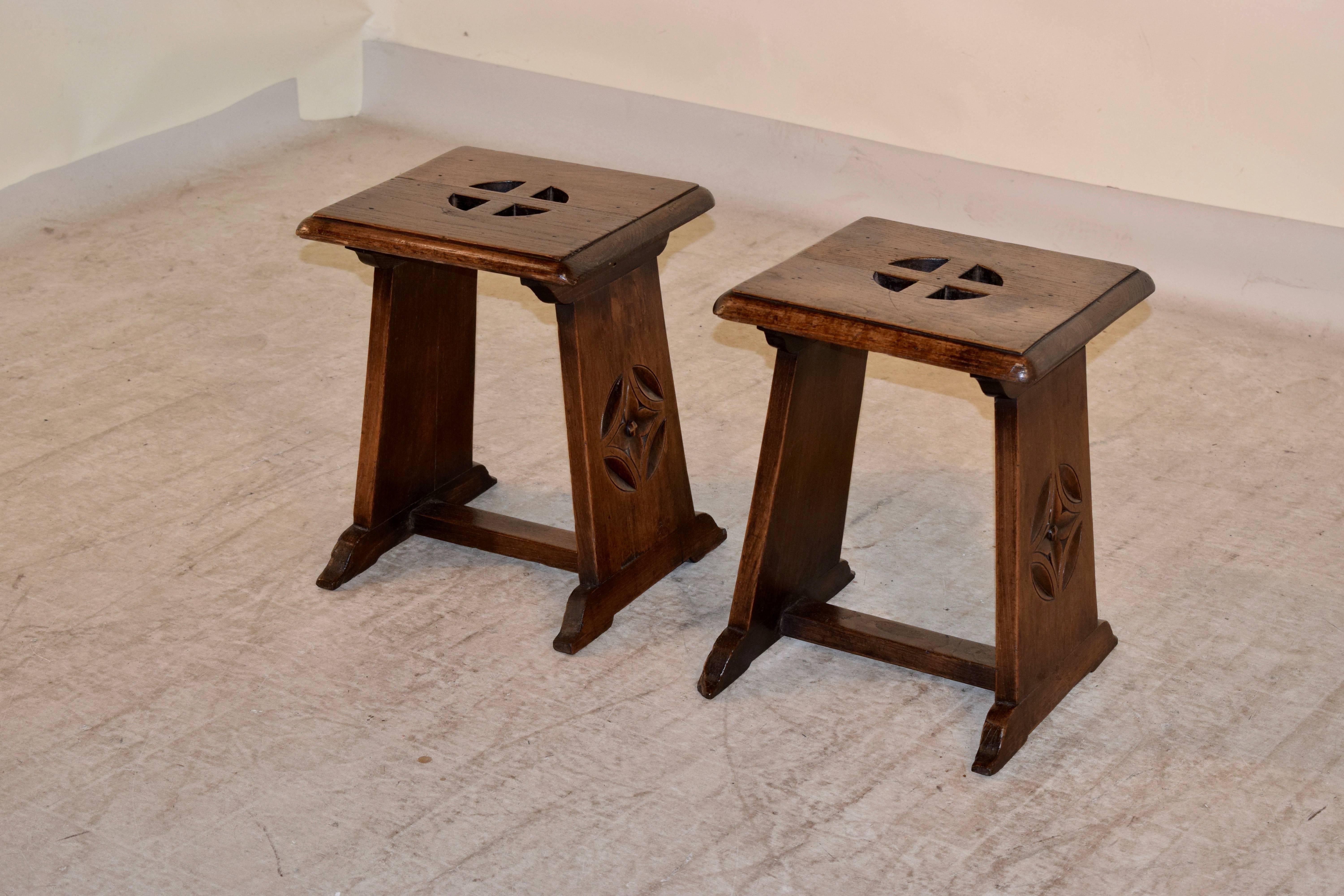 19th Century Pair of Gothic Revival Stools at 1stDibs