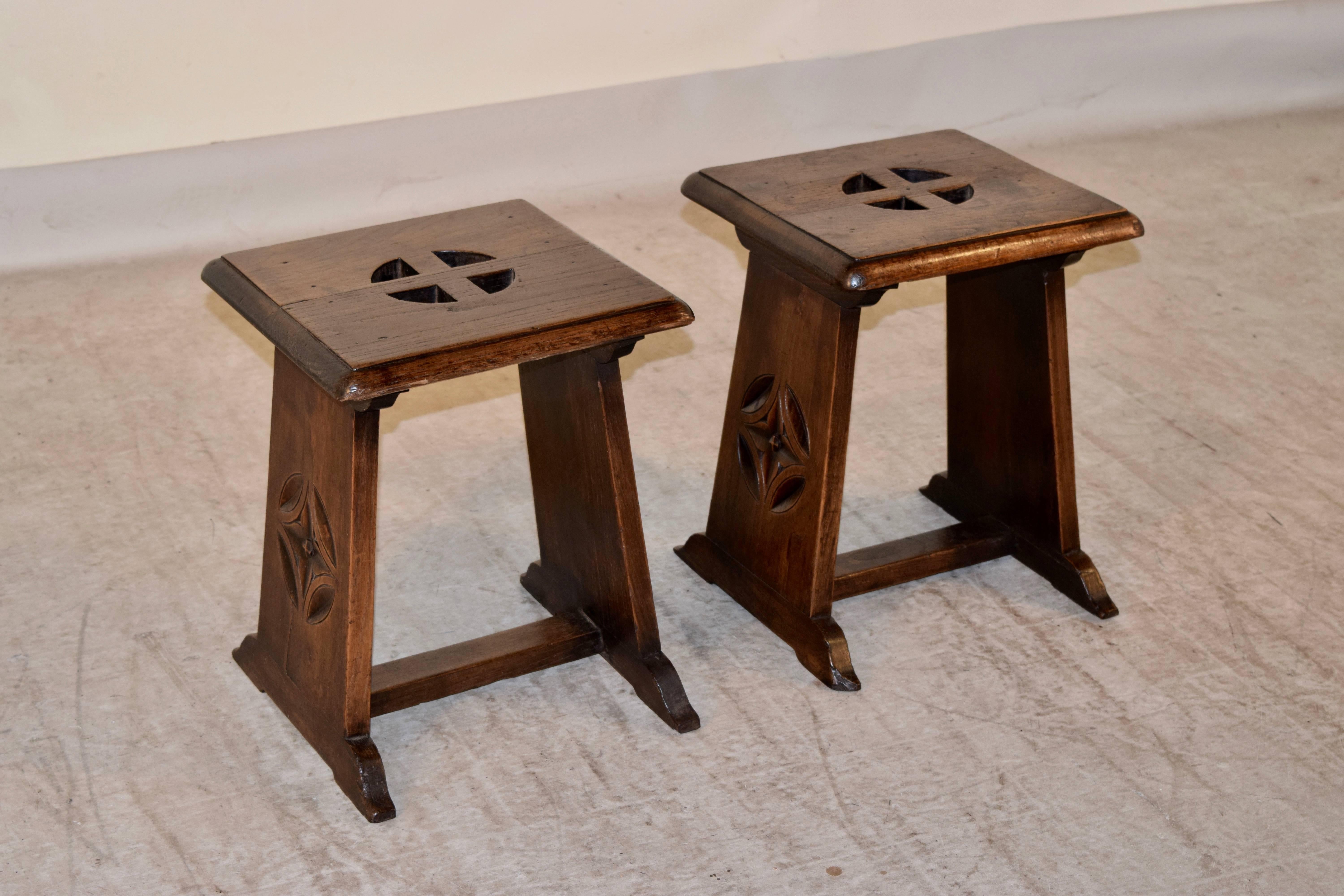19th Century Pair of Gothic Revival Stools at 1stDibs