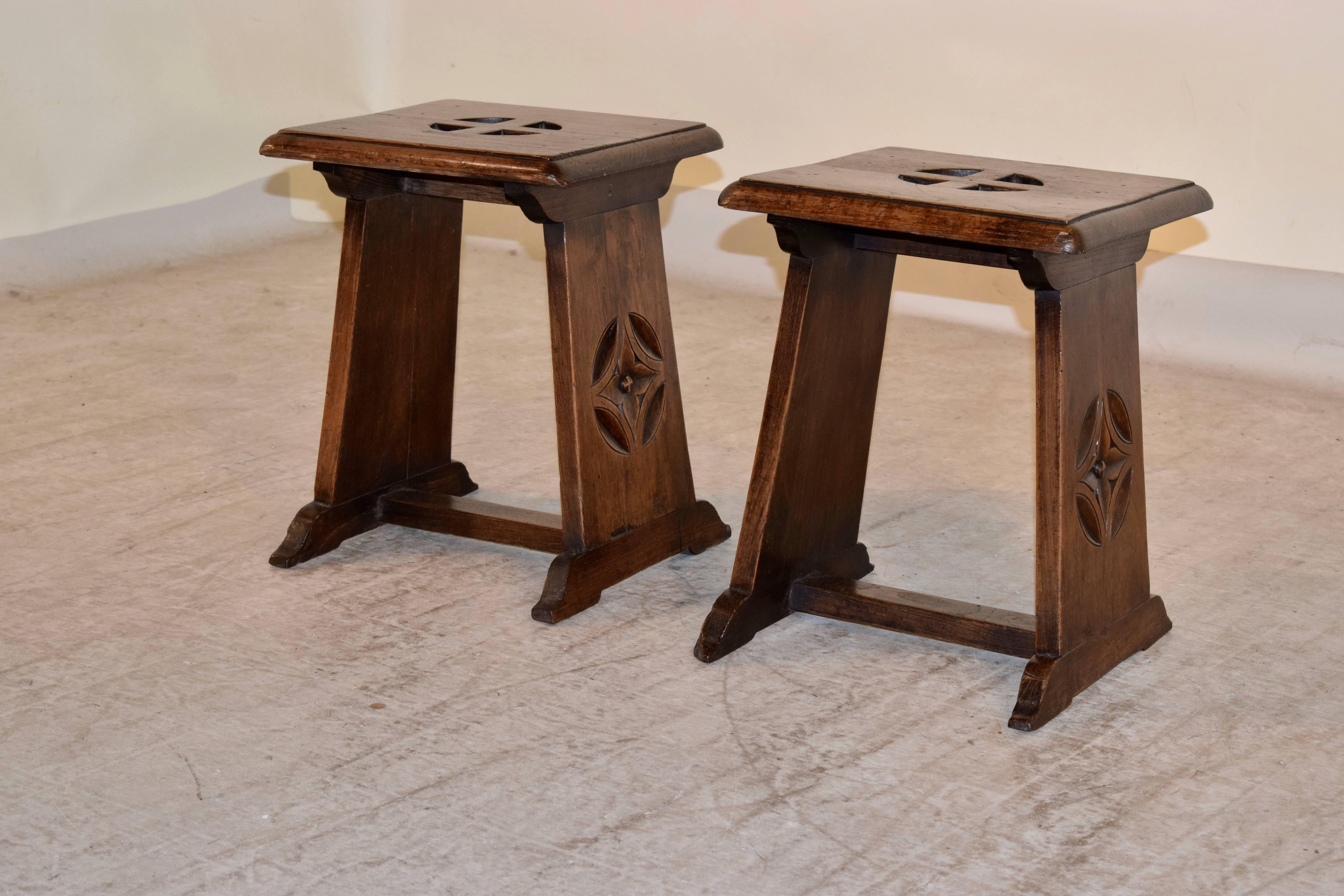 19th Century Pair of Gothic Revival Stools at 1stDibs
