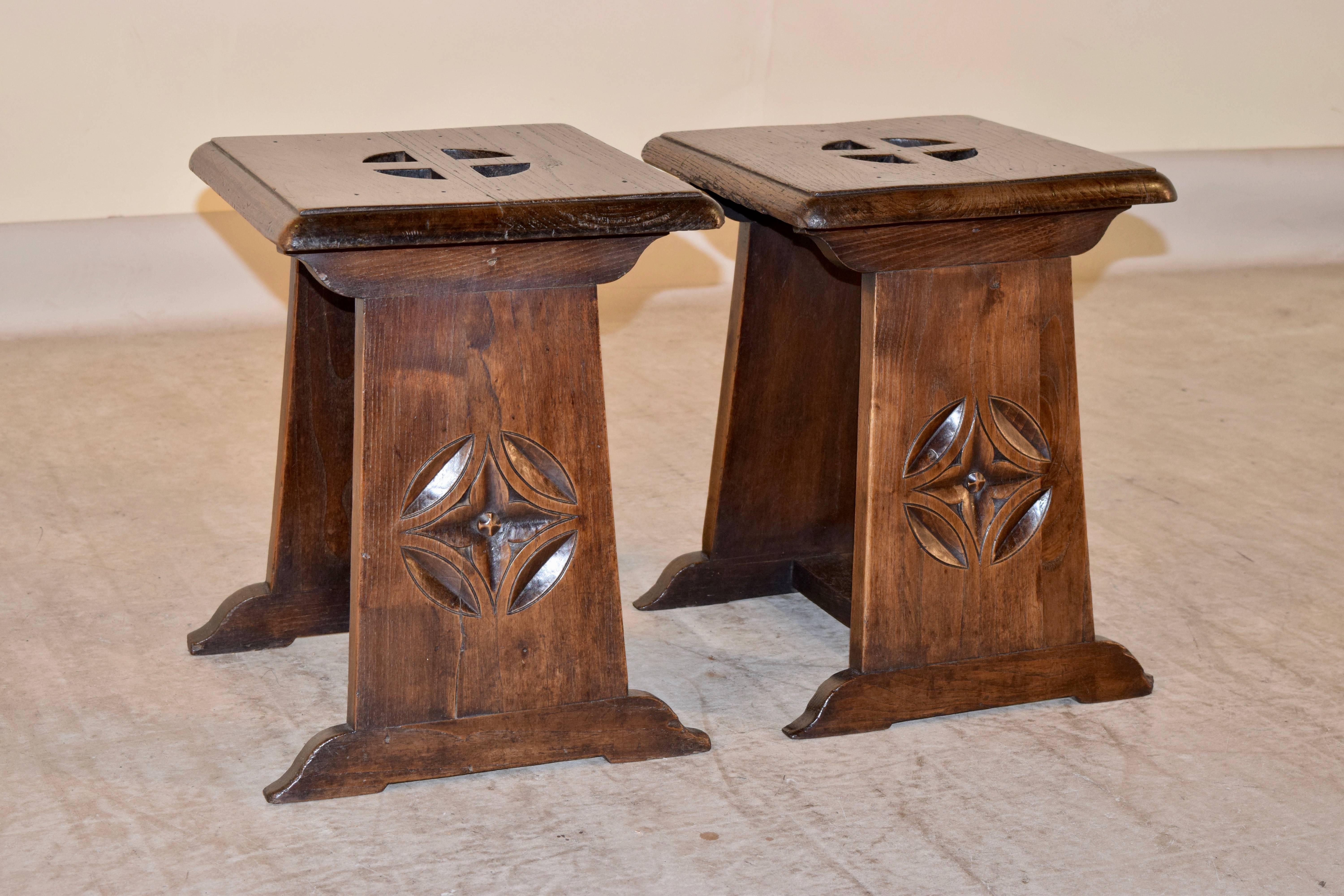 19th Century Pair of Gothic Revival Stools at 1stDibs
