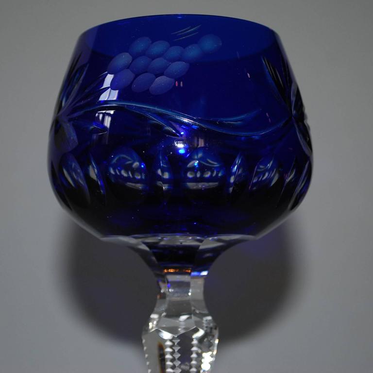 Lot of Six Coloured and Polished Crystal Wine Glasses at 1stDibs