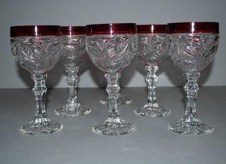 Lot of Six Polished Crystal Wine Glasses at 1stDibs