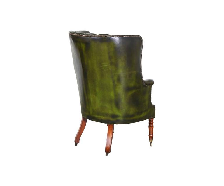 Vintage Green Leather High Back Wing Chair at 1stDibs | vintage high ...
