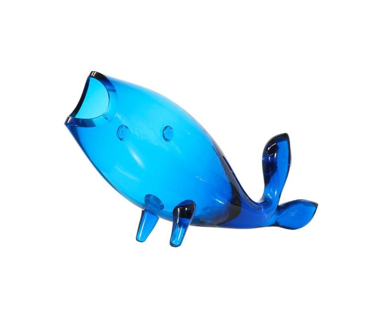 Vintage Blenko Glass Blue Fish Sculpture by Winslow Anderson at 1stDibs