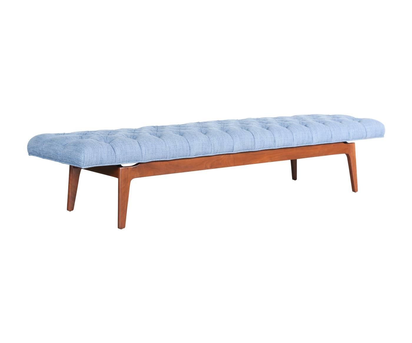 Mid-Century Button Tufted Bench at 1stDibs