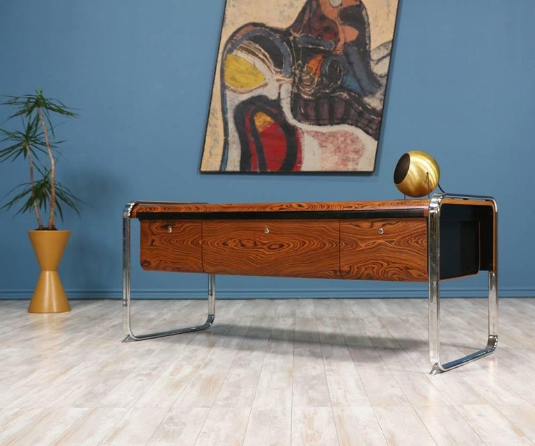Peter Protzman Zebrawood and Chrome Credenza for Herman Miller at 1stDibs