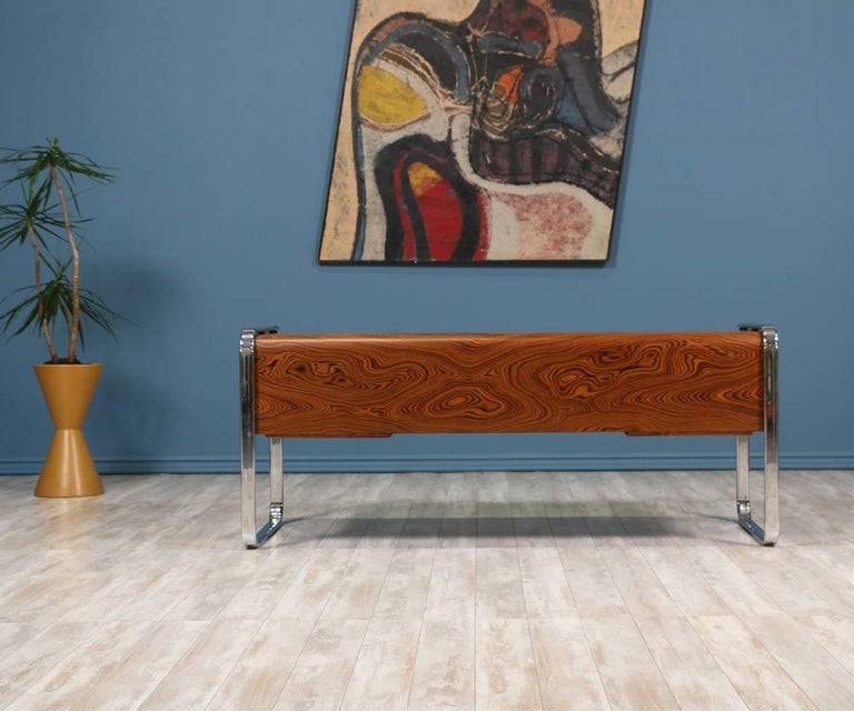 Peter Protzman Zebrawood and Chrome Credenza for Herman Miller at 1stDibs