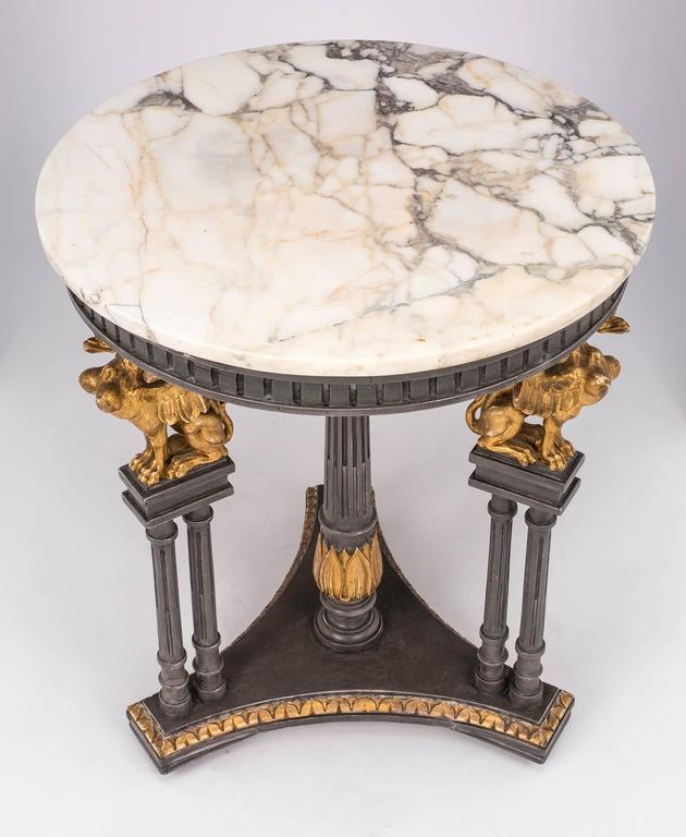 Gilt Griffin Round Marble-Top Center Table at 1stDibs