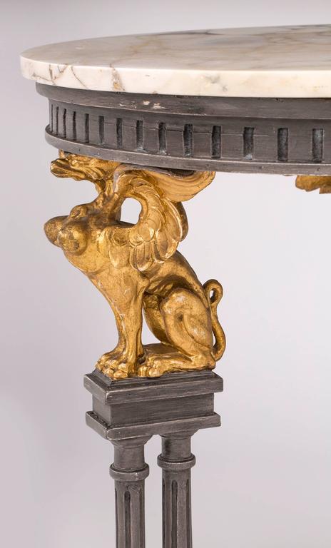 Gilt Griffin Round Marble-Top Center Table at 1stDibs