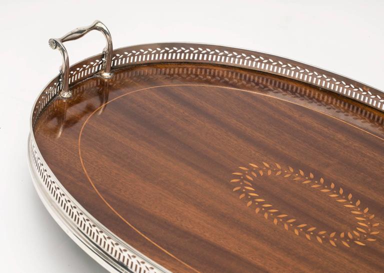 Large Sterling Silver Mounted Wood Gallery Tray, Tiffany and Co For ...