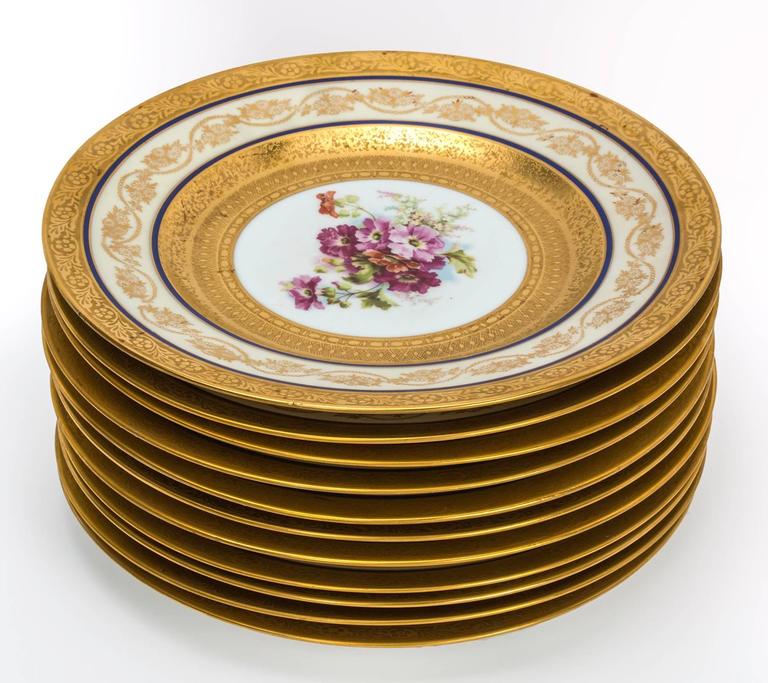 German Hand-Painted Dinner Plates at 1stDibs