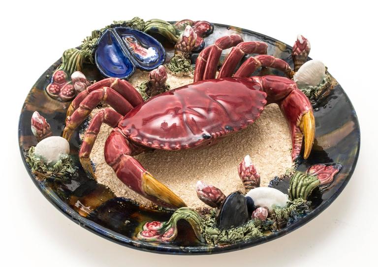 Pair of Palissy Style Majolica Lobster and Crab Wall Plates at 1stDibs ...