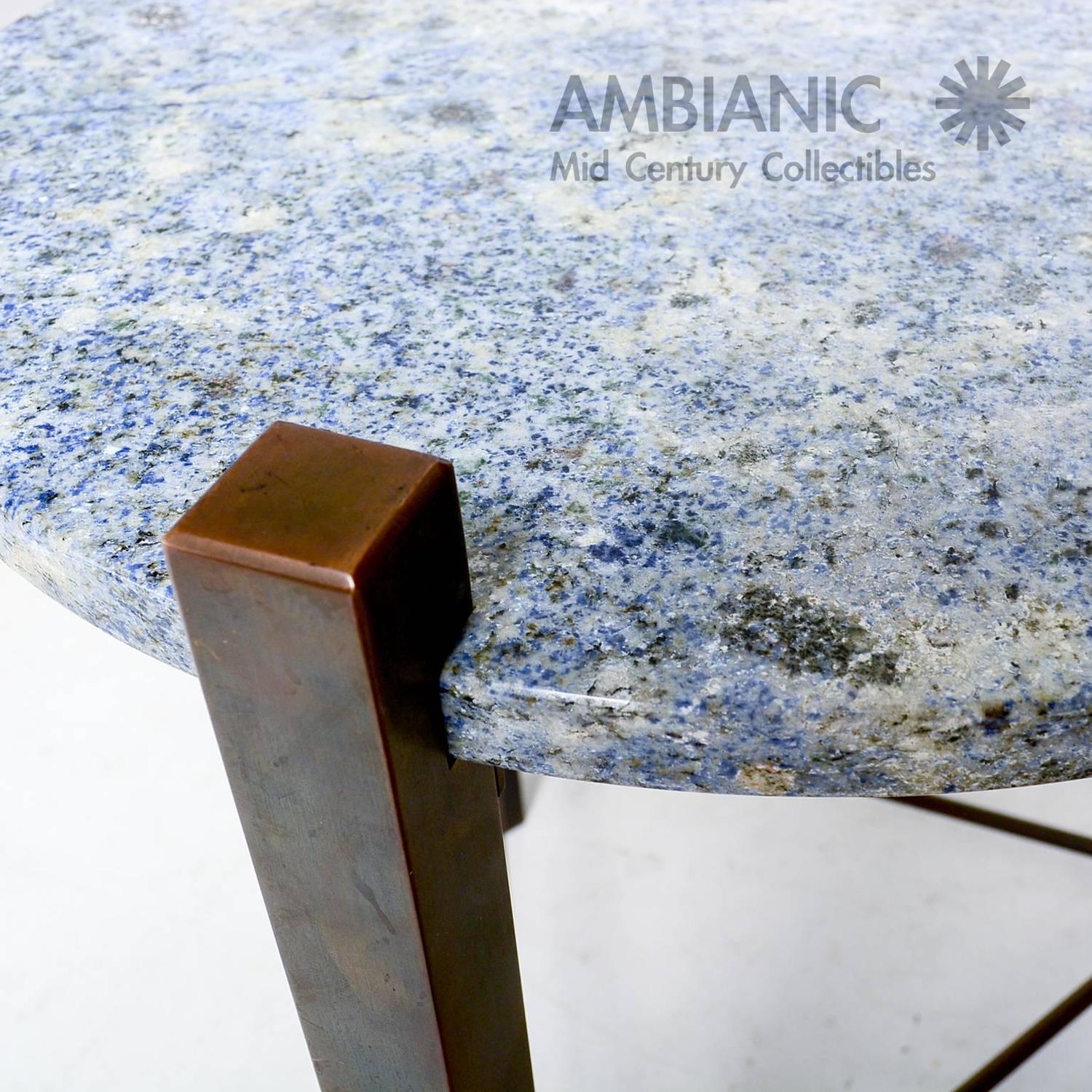 Blue Granite and Solid Bronze Side Table Mid Century Modern For Sale at ...