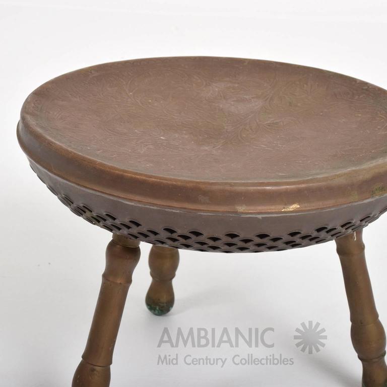 Indian Copper Alloy Tripod Stool at 1stDibs