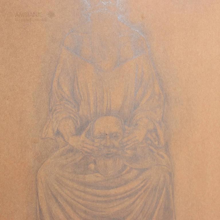 Rafael Coronel Drawing Pencil on Paper, Mounted Giltwood Frame For Sale ...