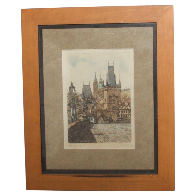 European Landscape Modern Artwork Embossed Color Etching signed For ...