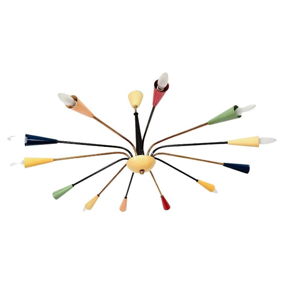 Midcentury Italian Multi-Color 12-Light Sputnik Chandelier by ...