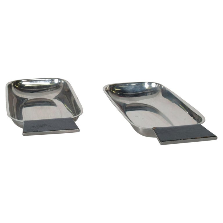 1960s Two Petite Stainless Steel Serving Trays Handled Side Tray made ...