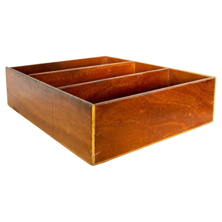 1970s Vintage Wood Box Three Sectioned Organizer Divided Storage For ...