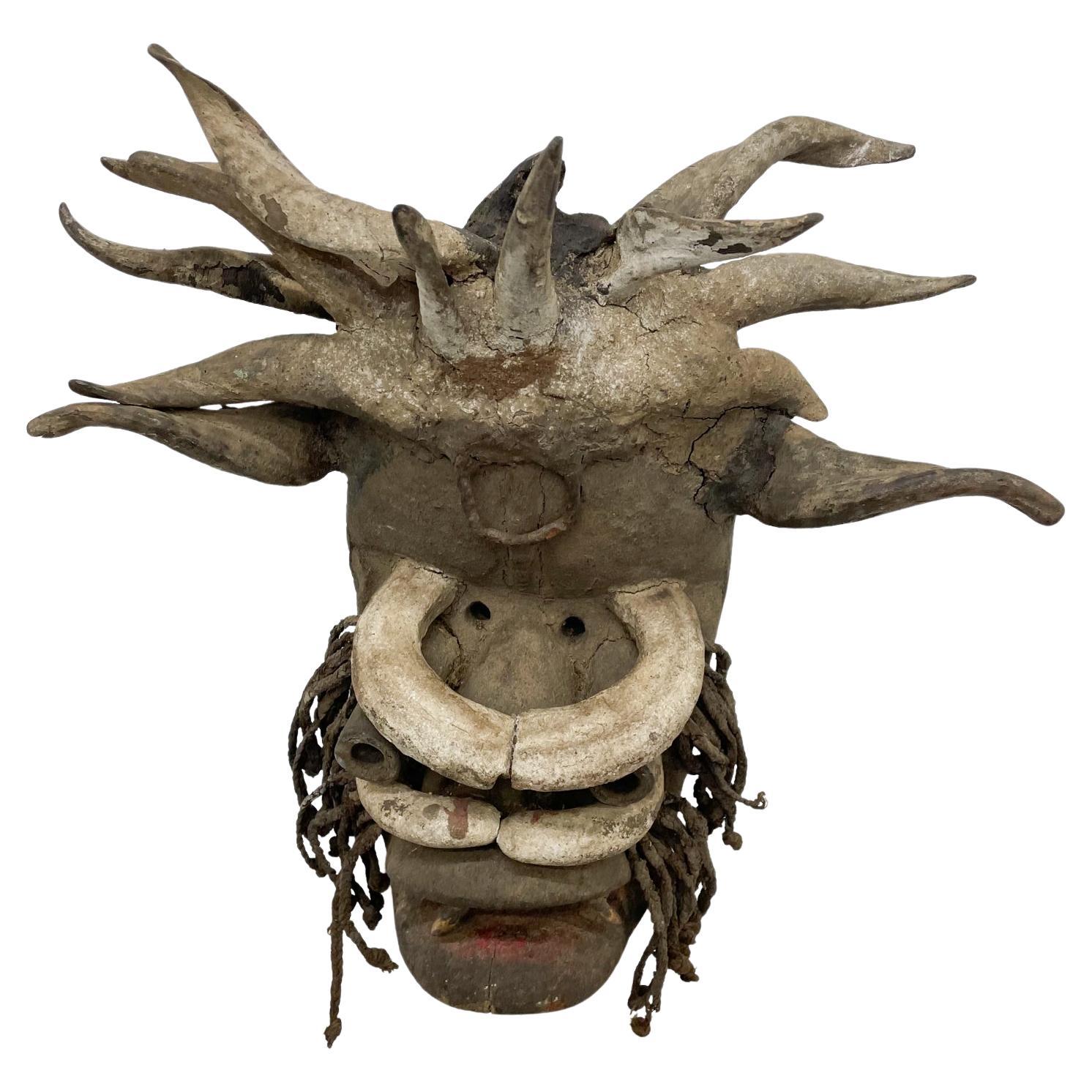 African D’mba Style Shoulder Mask Aka Spirit Artisanal Sculpture at 1stDibs
