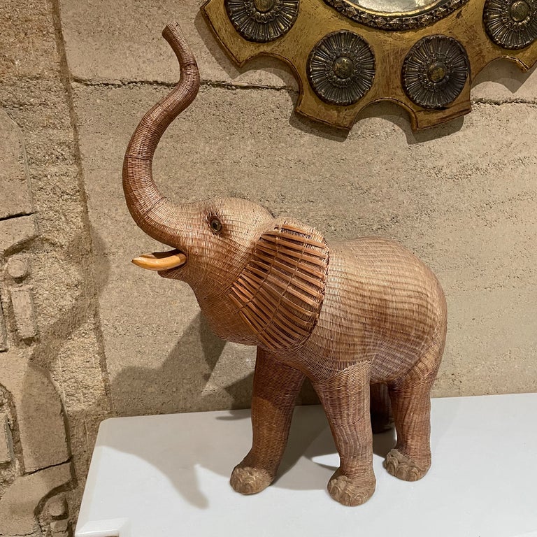 1940s Sculptural Elephant Box in Woven Wicker Similar Style Mario Lopez ...
