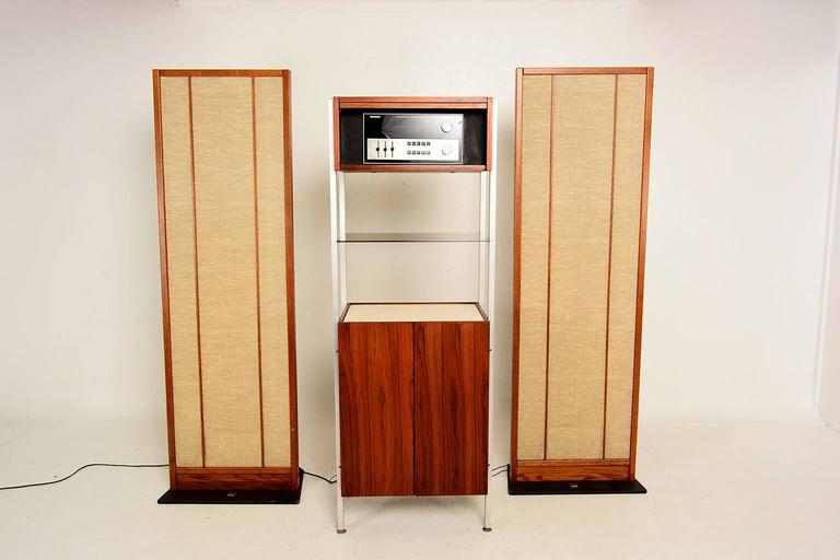 Midcentury Wall Unit Stereo Cabinet in Walnut and Aluminium, 1960s at ...