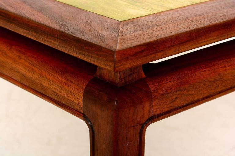 Mid Century Modern Wedge Side Table in Walnut and Gold Leaf Top For ...
