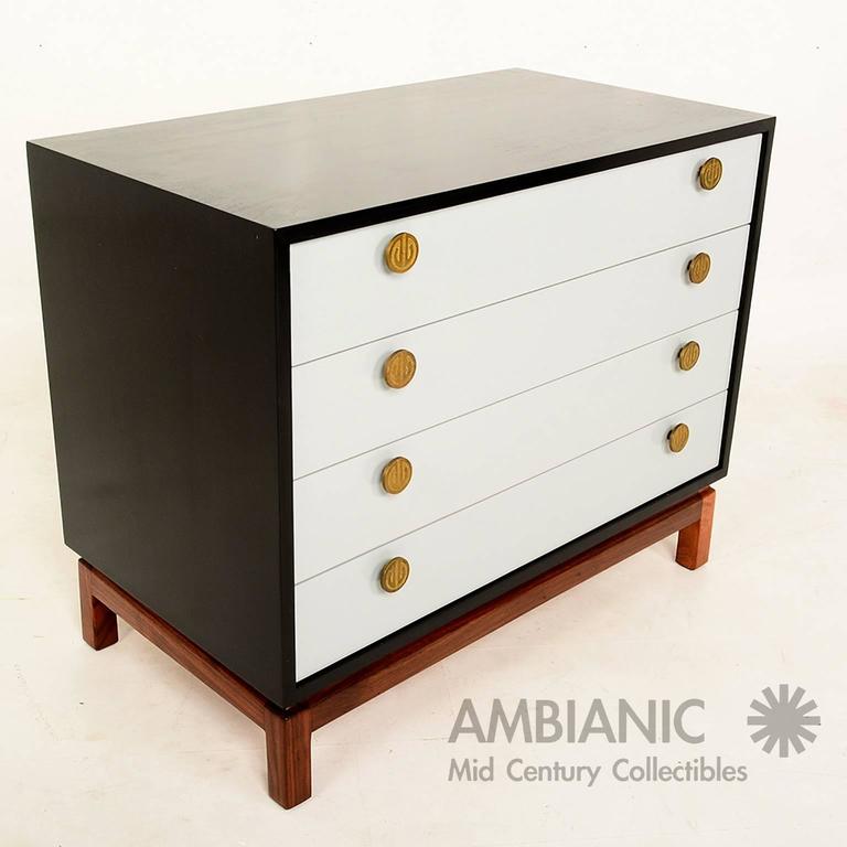 Mid Century Modern Cal Mode Dresser Walnut Wood with Brass Pulls at ...