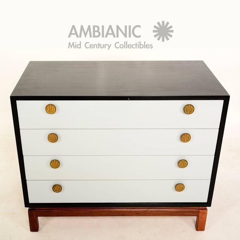 Mid Century Modern Cal Mode Dresser Walnut Wood with Brass Pulls at ...