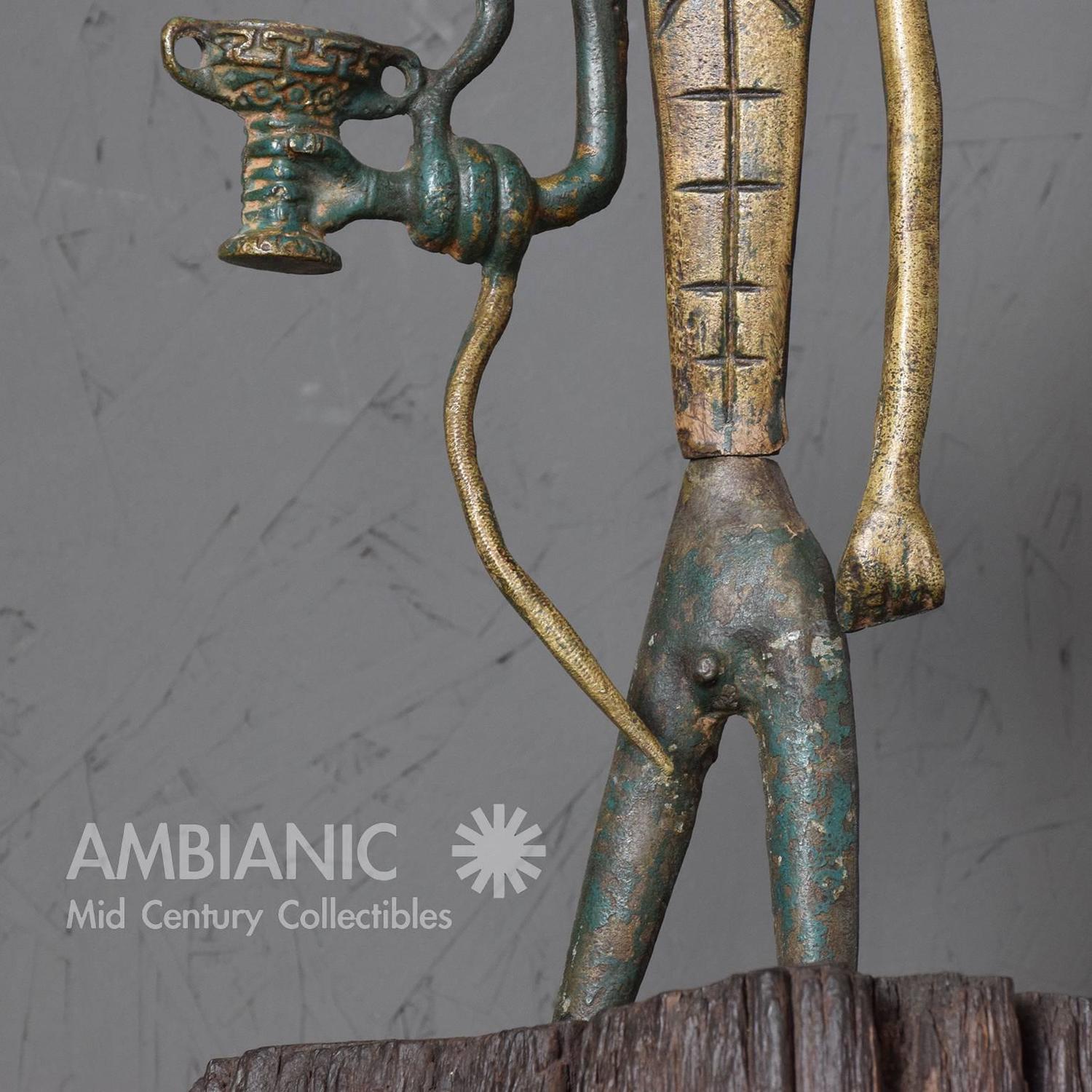 Modernist Bronze Sculpture Sumerian God with Snake and Cup For Sale at ...