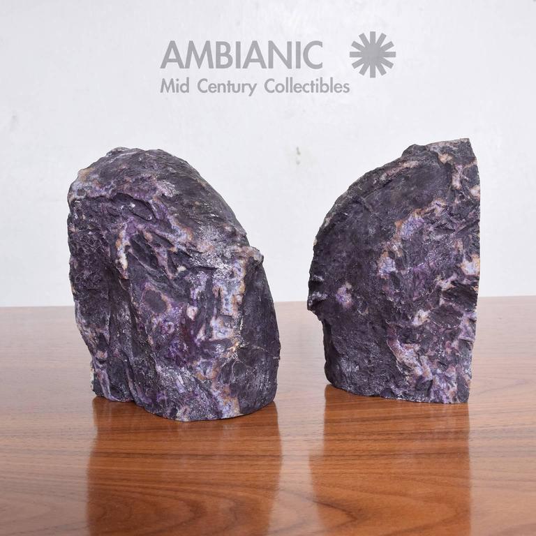 Pair of Amethyst Bookends Made in Brazil, Modern at 1stDibs
