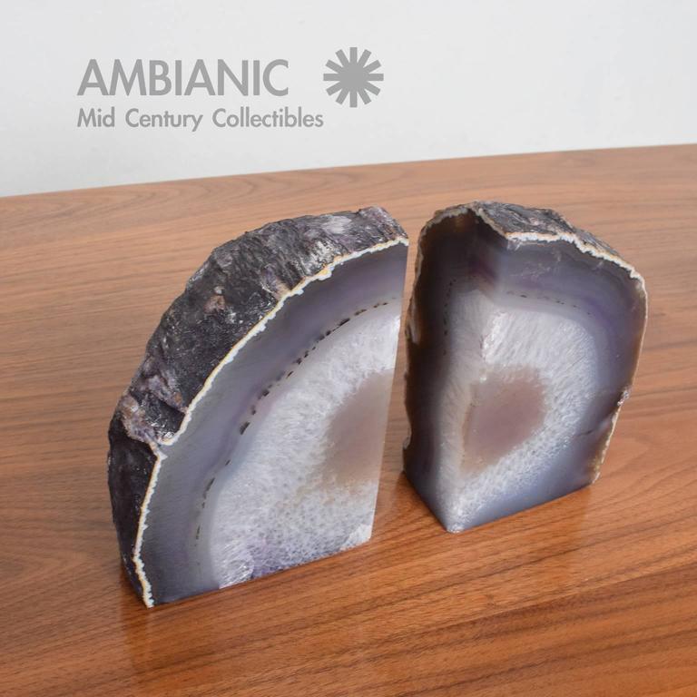 Pair of Amethyst Bookends Made in Brazil, Modern at 1stDibs