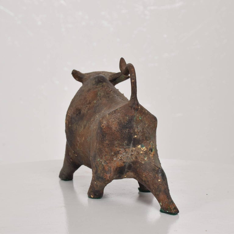 Mid-Century Modern Japanese Iron Bull Table Sculpture at 1stDibs