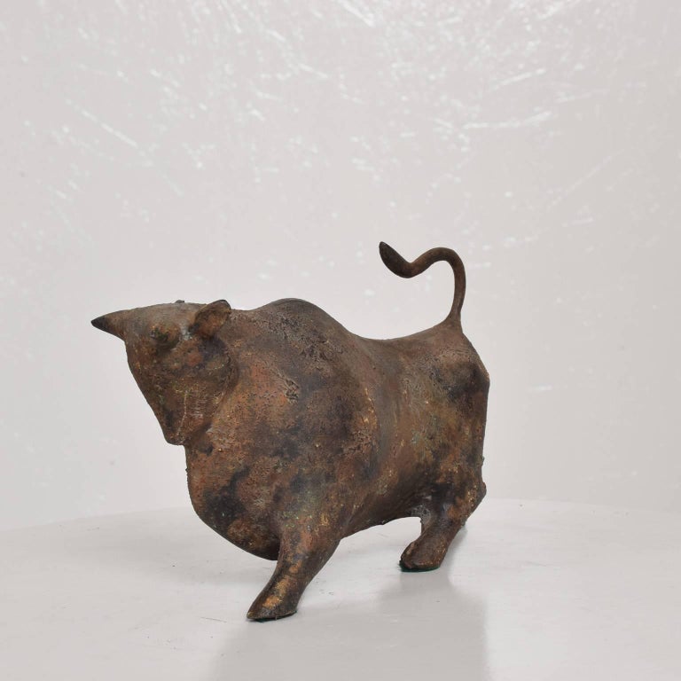 Mid-Century Modern Japanese Iron Bull Table Sculpture at 1stDibs