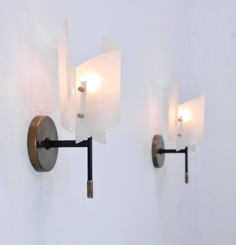 1950s Glass Bow Sconces at 1stDibs