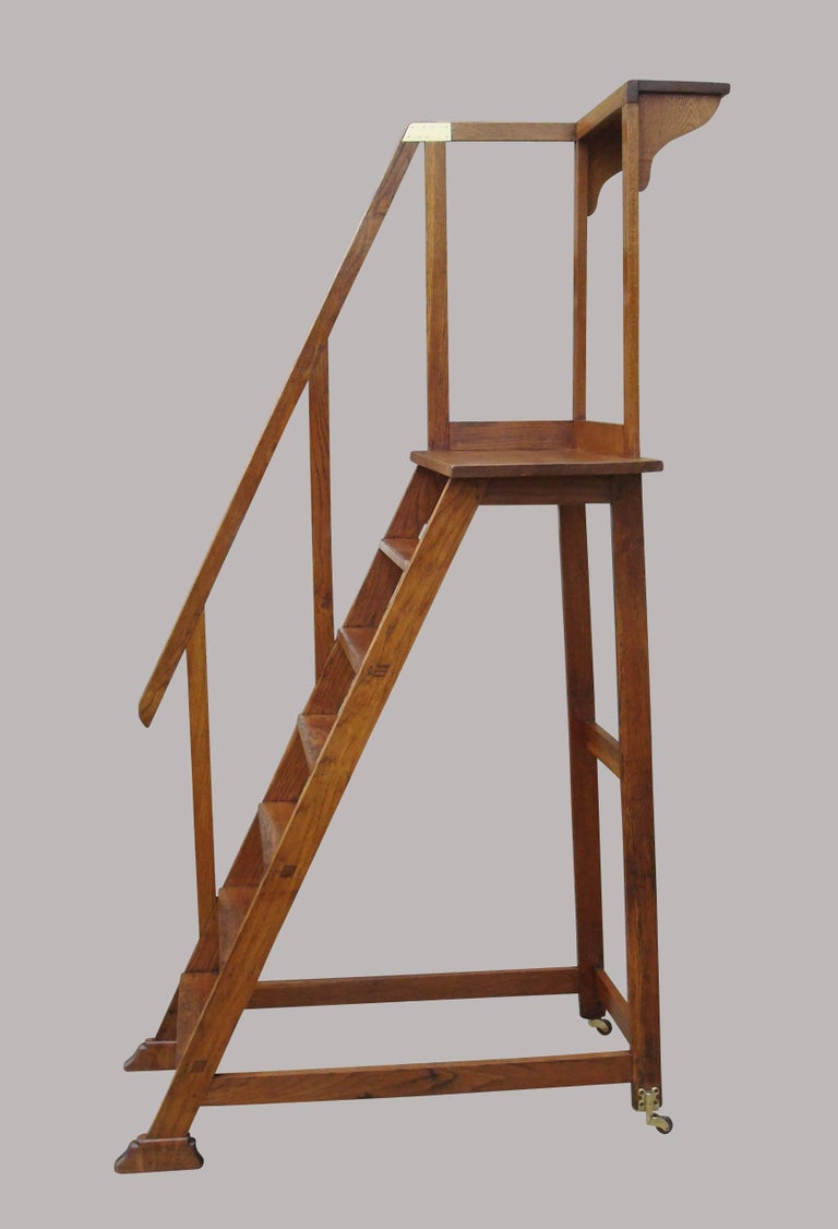 19th Century Set of Oak Library Steps, Very Large Proportions For Sale ...