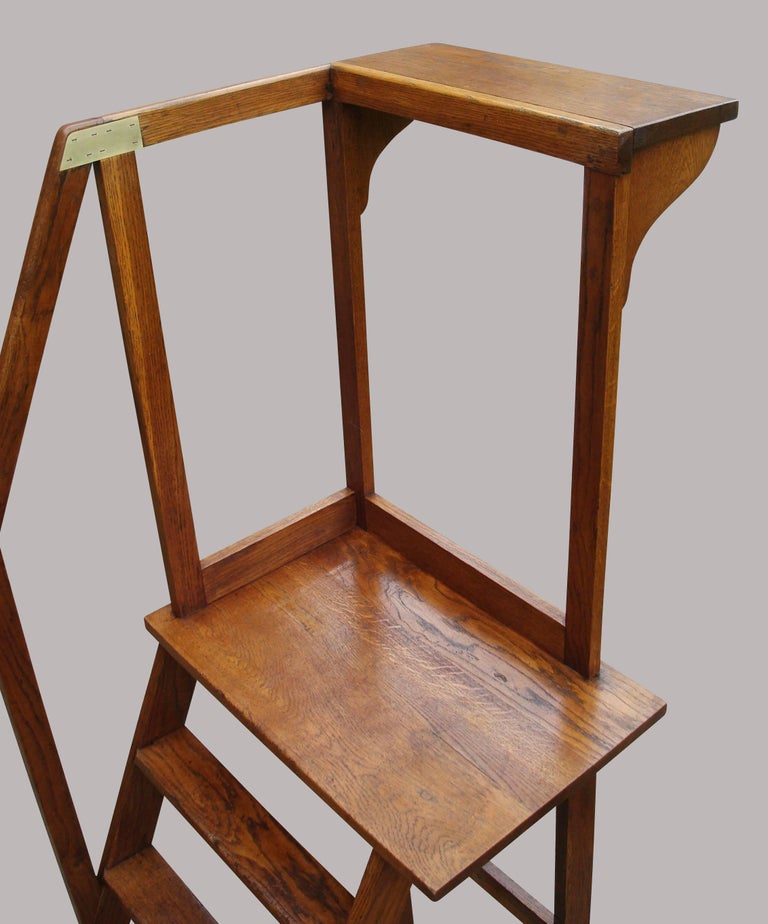 19th Century Set of Oak Library Steps, Very Large Proportions For Sale ...