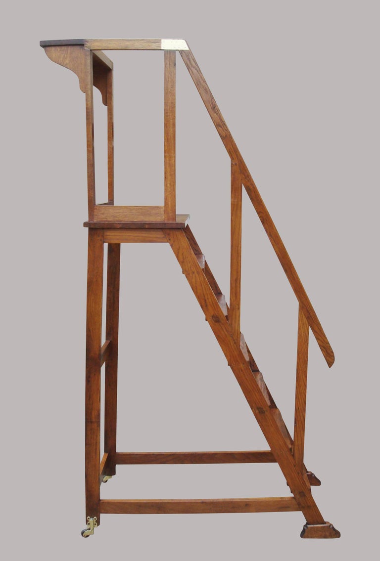 19th Century Set of Oak Library Steps, Very Large Proportions For Sale ...