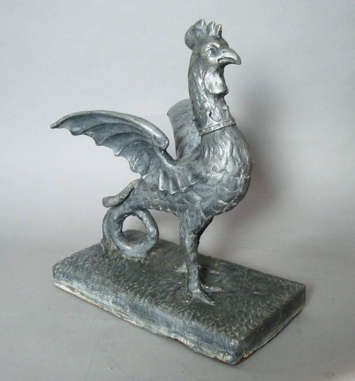 18th Century Pair of Lead Cockertrice, Heraldic Cockerels at 1stDibs