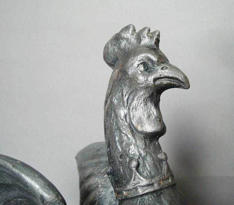 18th Century Pair of Lead Cockertrice, Heraldic Cockerels at 1stDibs