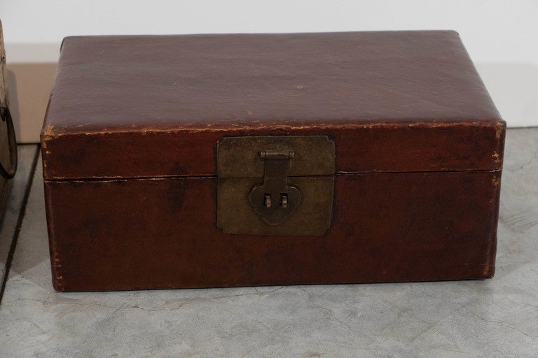 Antique Parchment Leather Document Boxes at 1stDibs