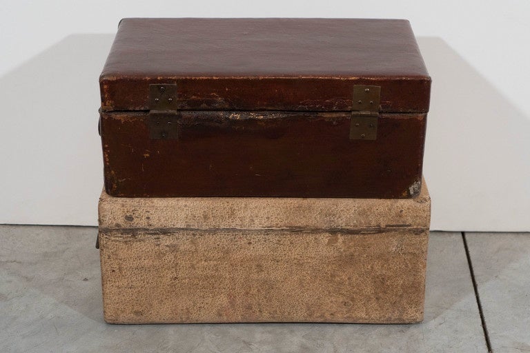Antique Parchment Leather Document Boxes at 1stDibs