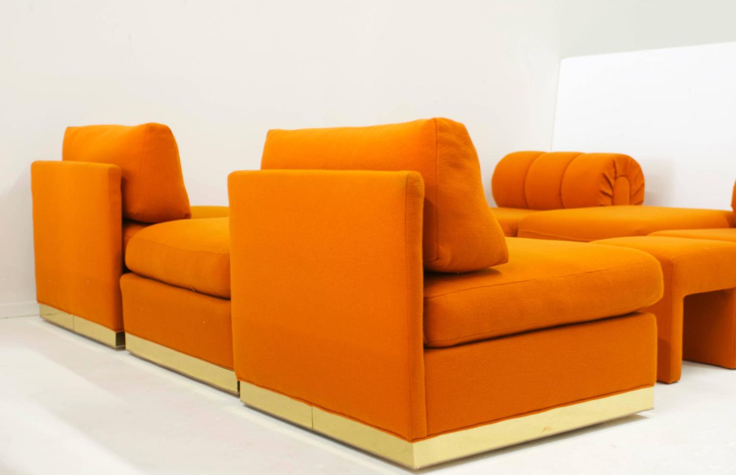 Milo Baughman Sectional with Lounge Chairs and Ottomans at 1stdibs