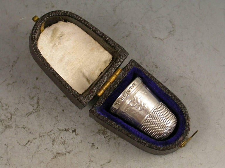 Rare Victorian Cased Silver "Castle Top" Thimble Balmoral, Unmarked ...