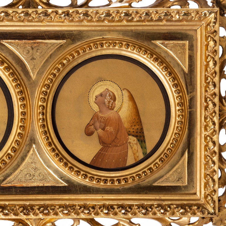 Italian Panel of Two Angels in an Ornate Giltwood Frame For Sale at 1stDibs
